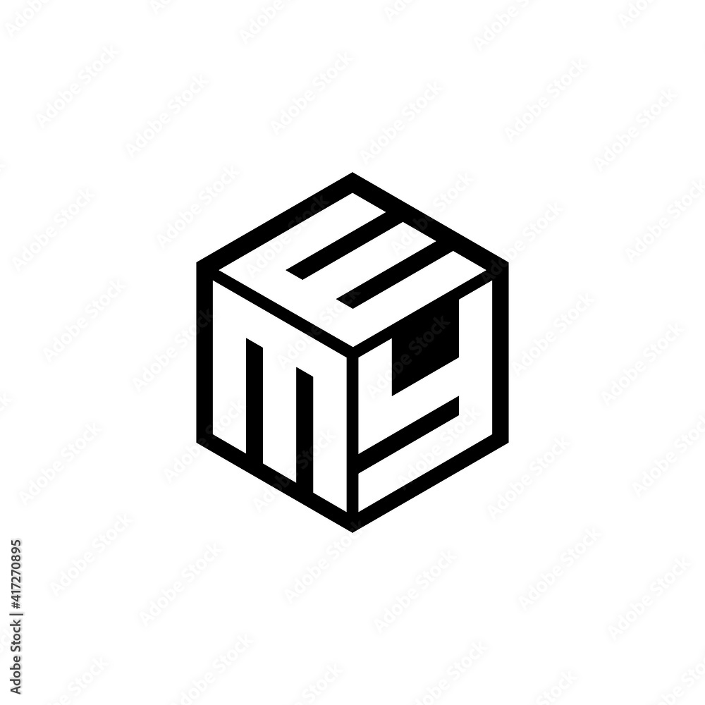 MYE letter logo design with white background in illustrator, cube logo ...