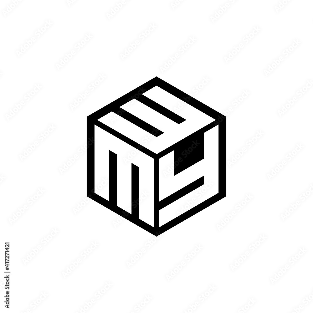 MYW letter logo design with white background in illustrator, cube logo ...