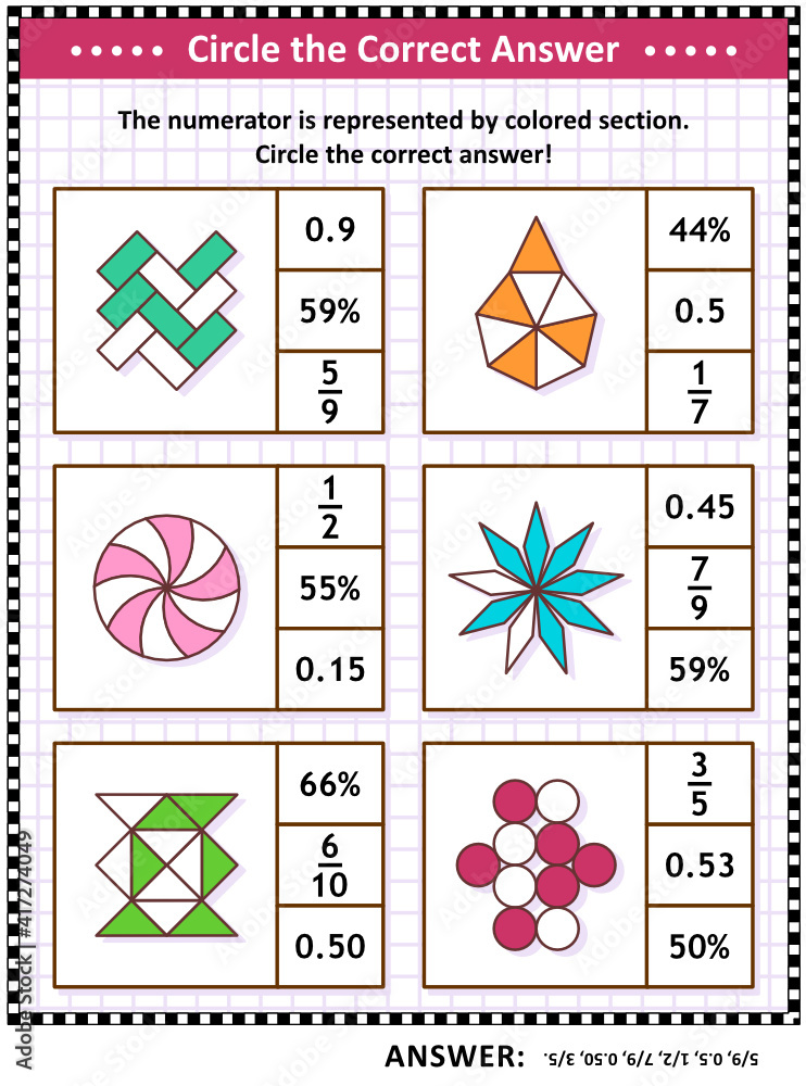 Math skills training visual puzzle or worksheet for schoolchildren and ...