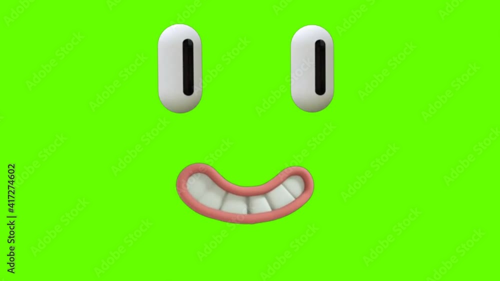 Funny Cartoon Face Reaction with eyes and mouth on green screen ...