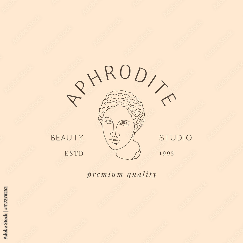 Antique Sculpture Logo of Aphrodite in a Minimal Liner Trendy Style ...