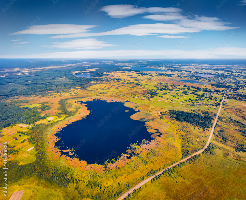 Aerial landscape photography. Aerial view in the shape of heart of Bile ...