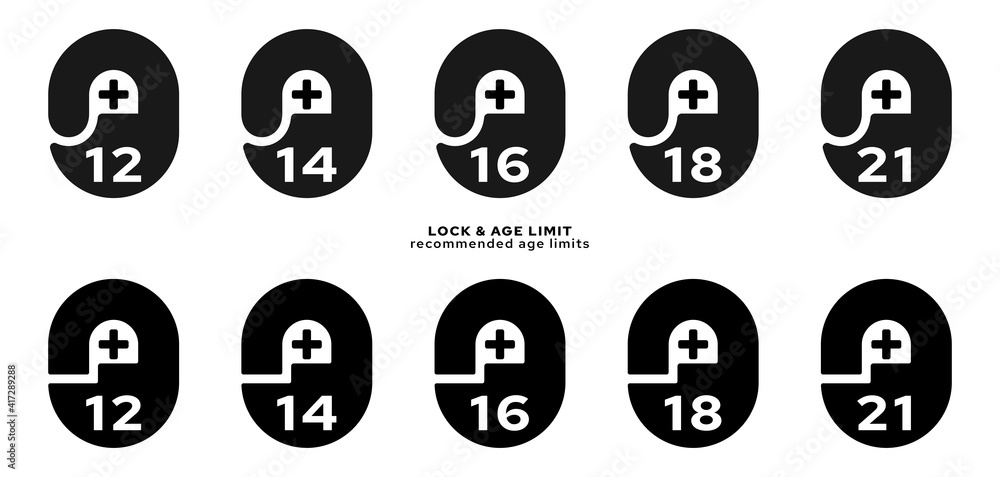 Flat linear design. Set of age restriction signs. Age limit concept ...