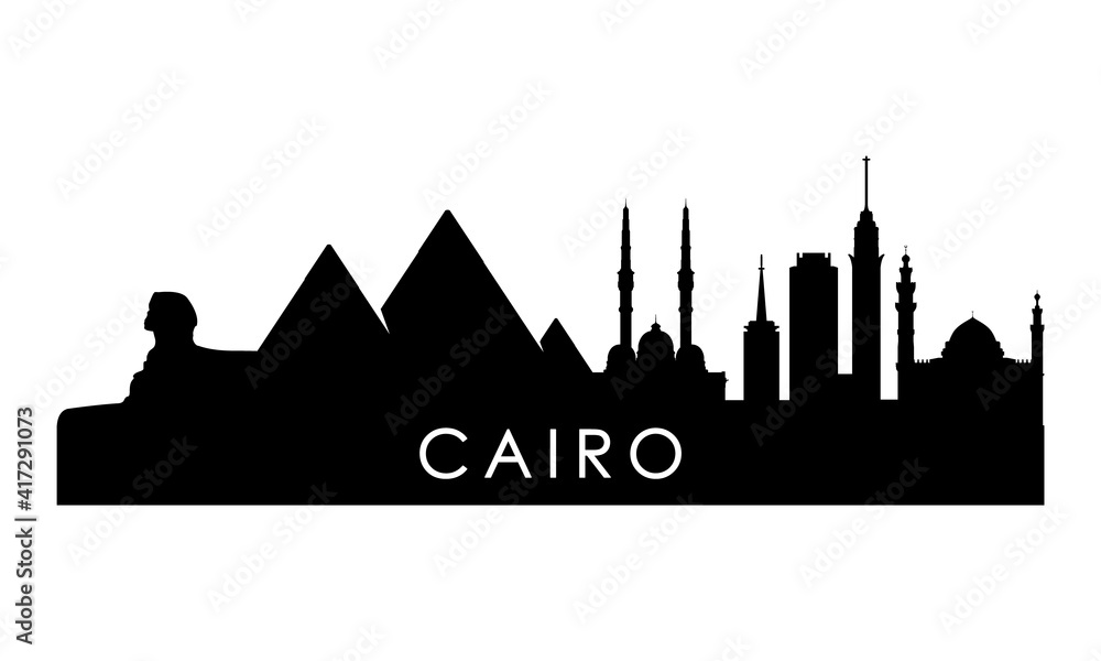 Cairo skyline silhouette. Black Cairo city design isolated on white ...