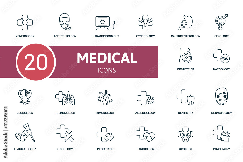 Medical icon set. Contains editable icons medical theme such as ...