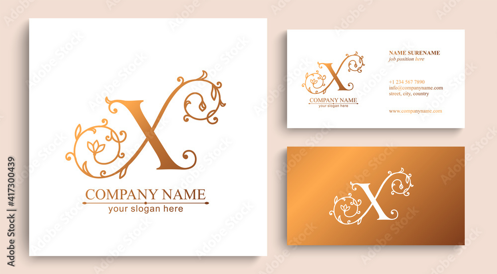 Premium Vector X logo. Monnogram, lettering and business cards ...