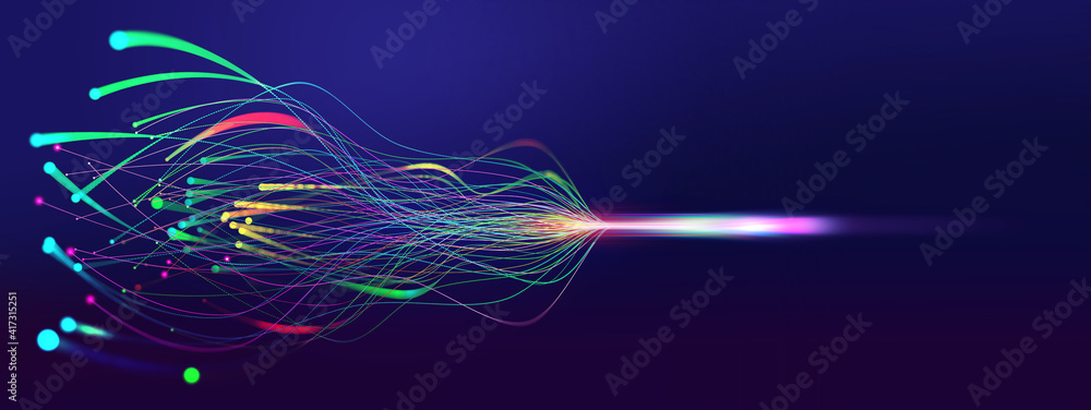 Data flow, informational infinity. Digital footprint, data collection ...