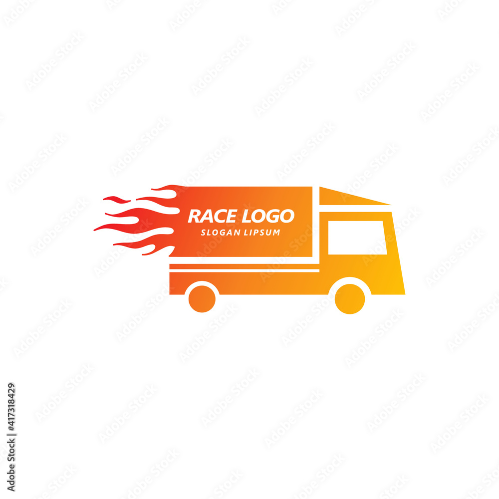 Fire van Logo, Speed van car Logo Event, Speed Fire logo design vector ...