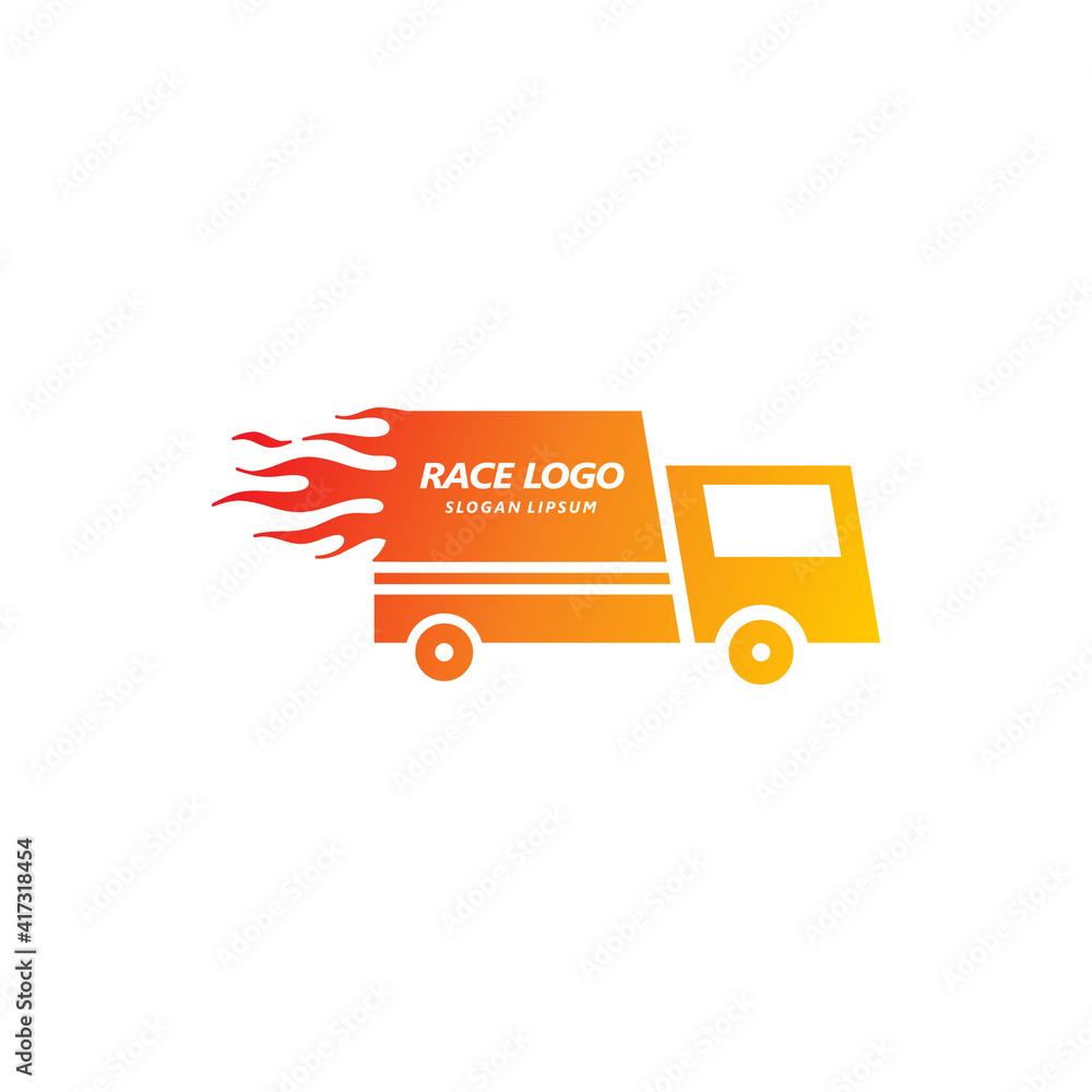 Speed van car Logo Event, Fire van Logo, Speed Fire logo design vector ...