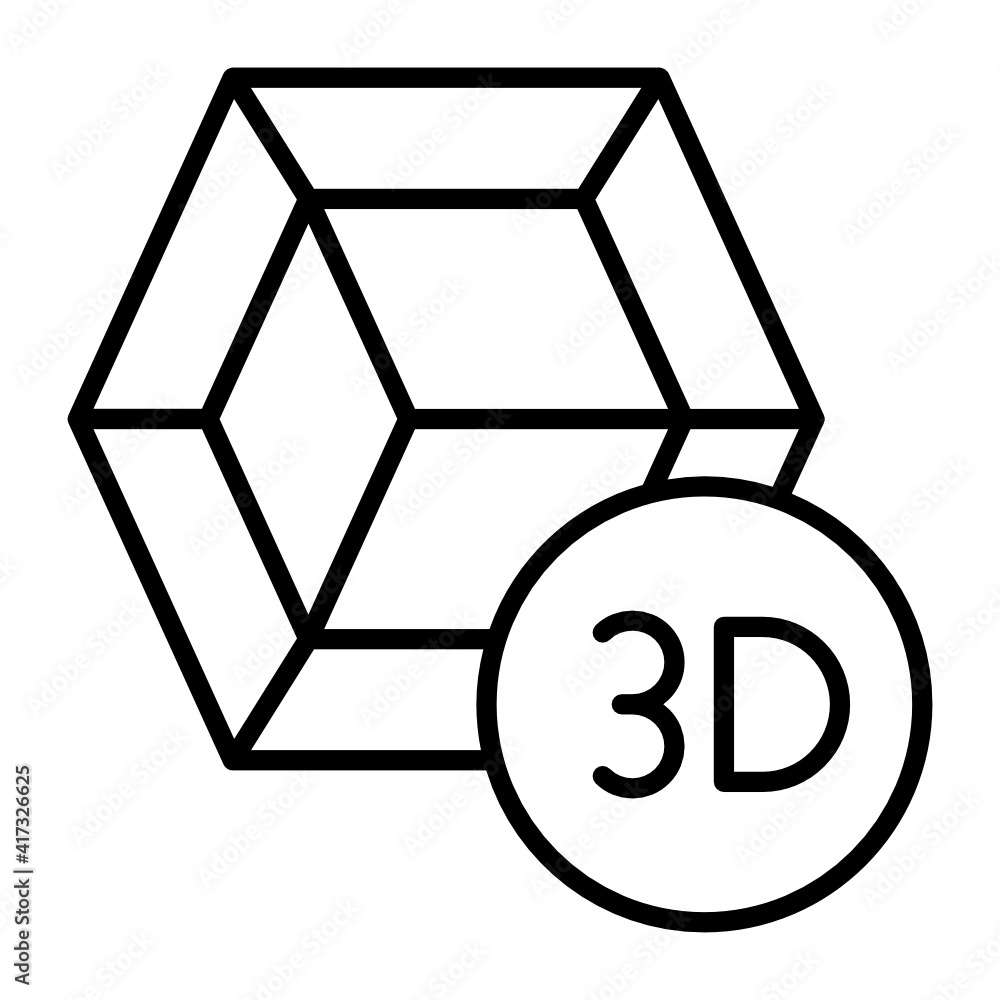 3d box Model concept vector line icon design, additive manufacturing ...