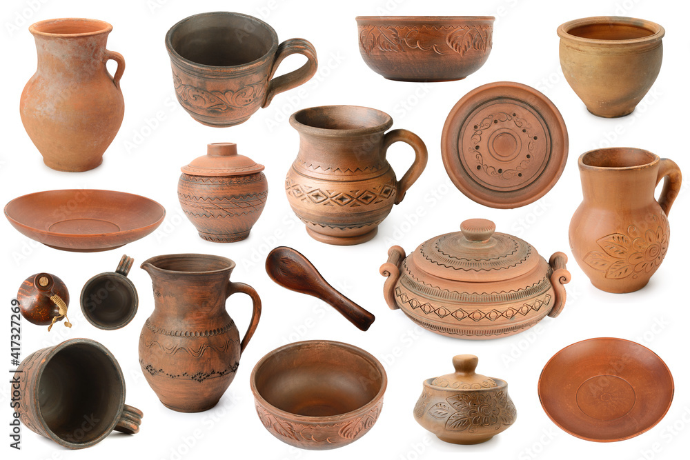 Set ceramics from different angles isolated on white Stock Photo ...