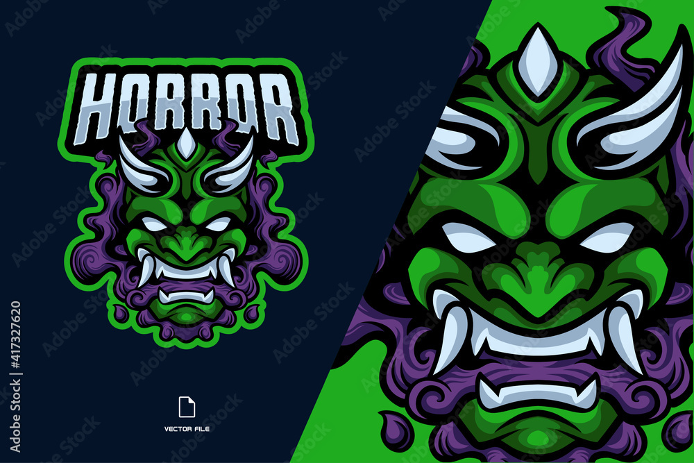 green devil mask mascot sport logo illustration Stock Vector | Adobe Stock
