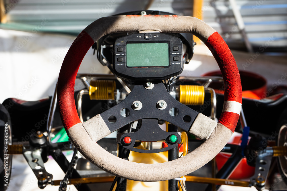go kart steering wheel. worn steering wheel Stock Photo | Adobe Stock