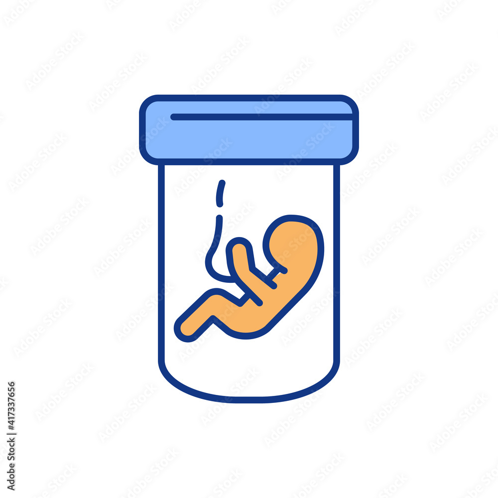 Premature infant support RGB color icon. Growing baby in artificial ...