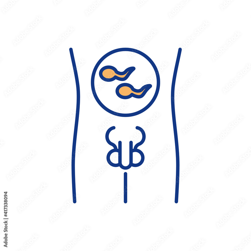 Male Reproductive System Rgb Color Icon Generating Sperm Cells Human Reproduction Process