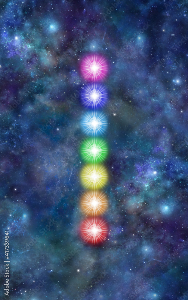 ภาพประกอบสต็อก The Seven Major Chakras Cosmic background - a neat stack ...