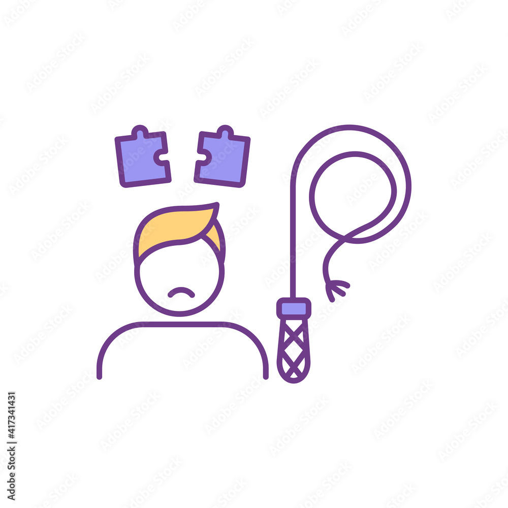 Self-criticism RGB color icon. Self-shaming. Negative internal thoughts ...