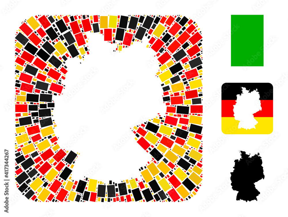 German map stencil mosaic. Stencil rounded rectangle collage created ...