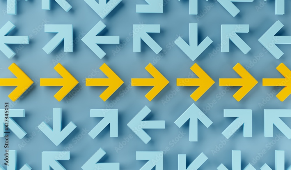 Many Arrows Pointing In Different Directions With Arrows In The Middle Forming Straight Path