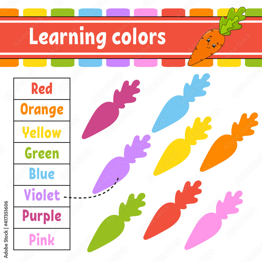 Learning colors. Logic puzzle for kids. Education developing worksheet ...