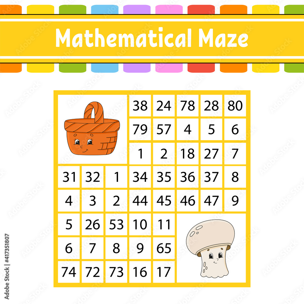 Mathematical maze. Game for kids. Number labyrinth. Education ...