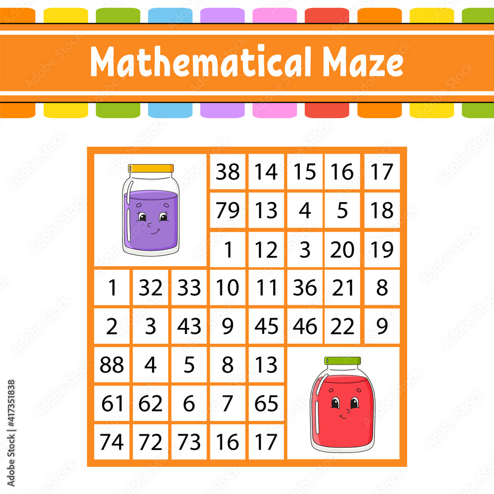 Mathematical maze. Game for kids. Number labyrinth. Education ...