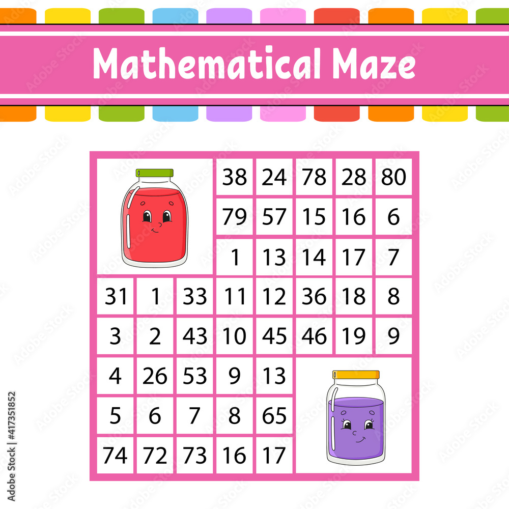 Mathematical maze. Game for kids. Number labyrinth. Education ...