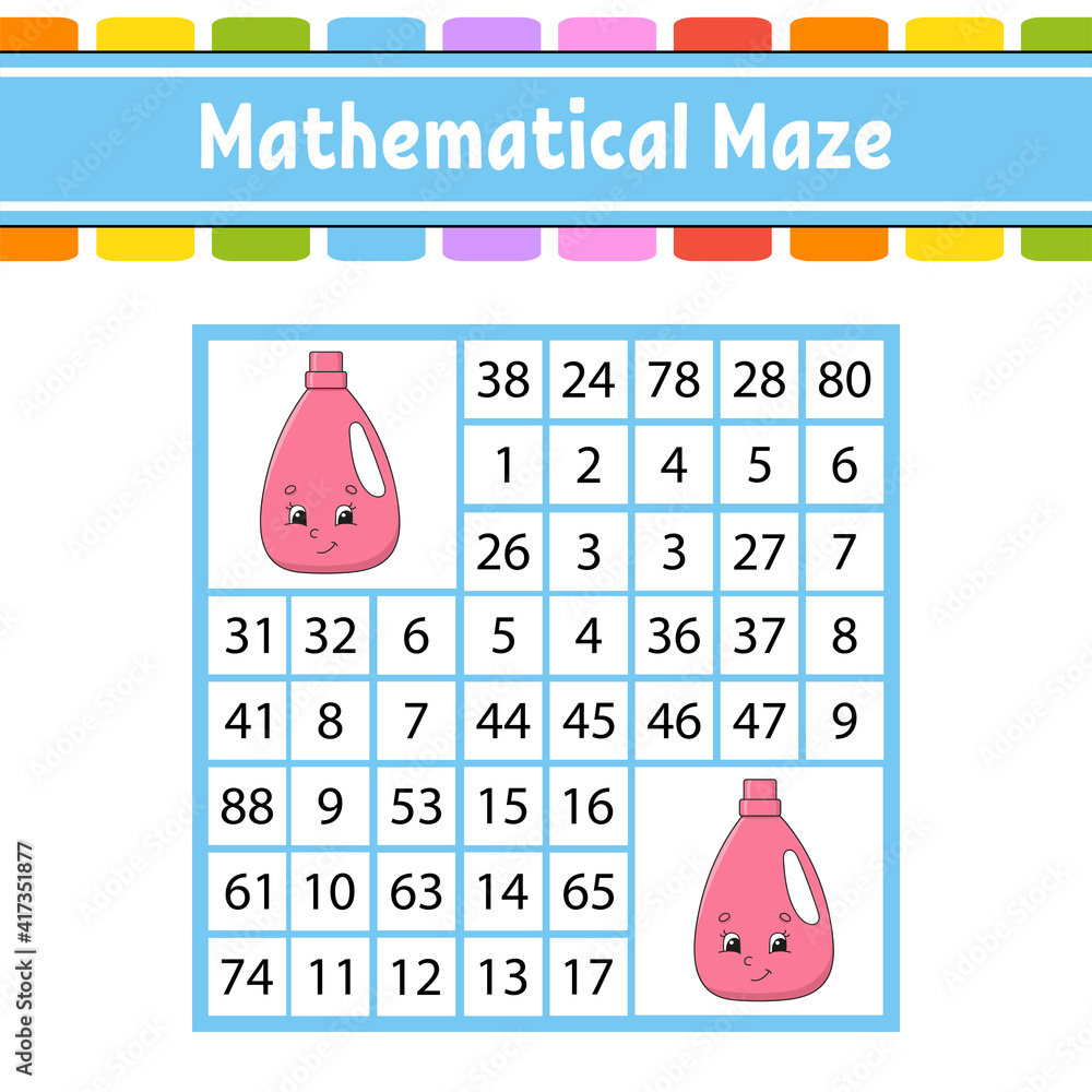 Mathematical maze. Game for kids. Number labyrinth. Education ...
