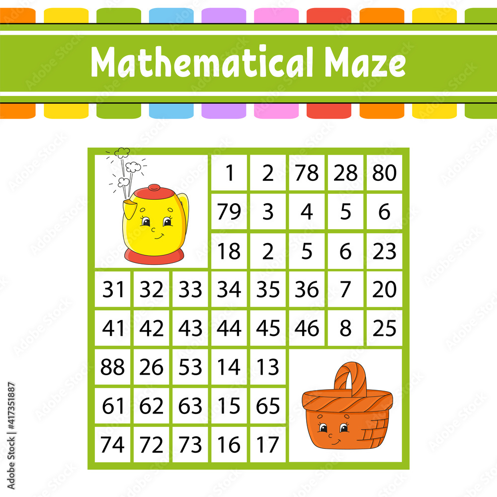 Mathematical maze. Game for kids. Number labyrinth. Education ...