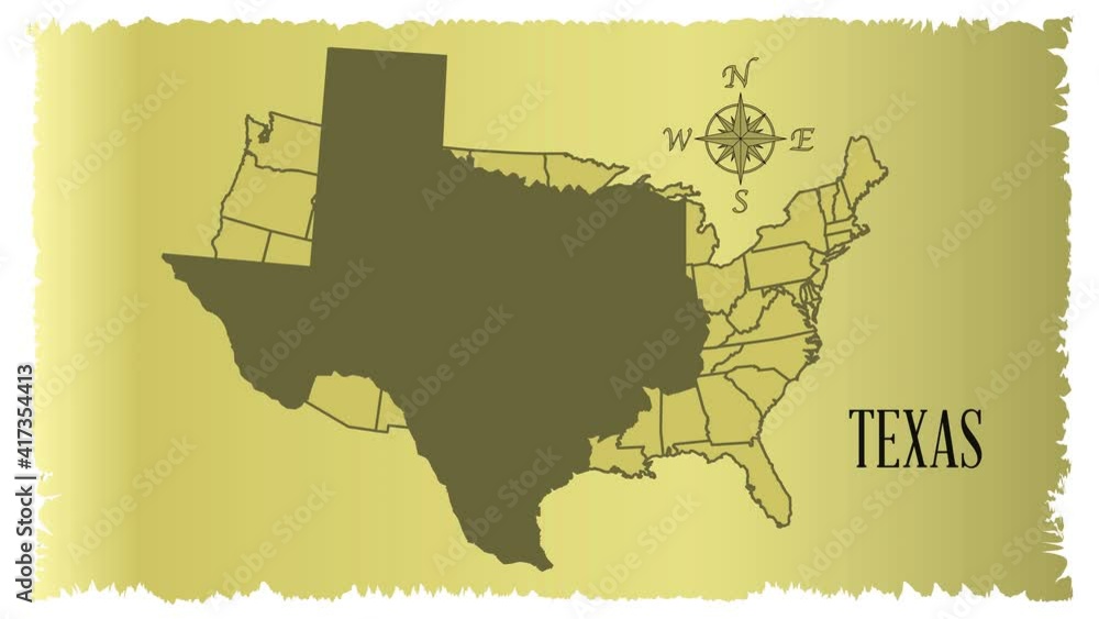 Map of the USA divided into state maps with Texas being increased in ...