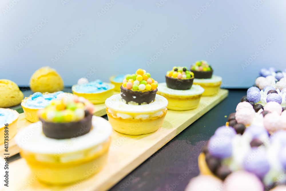 Catering sweets, closeup of various kinds of different types of Sweet ...