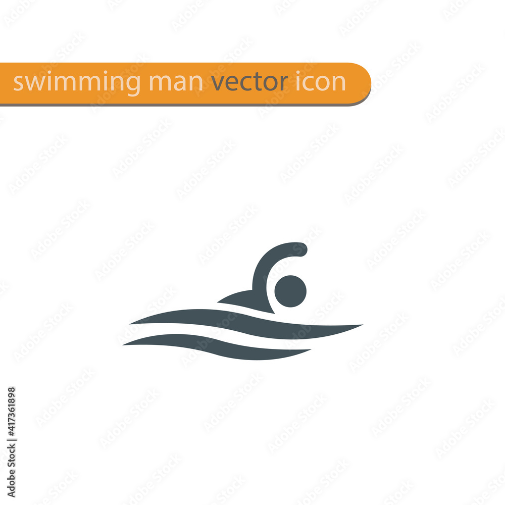 Vector symbol of a swimmer. Swimming pool icon. Sports activity in ...