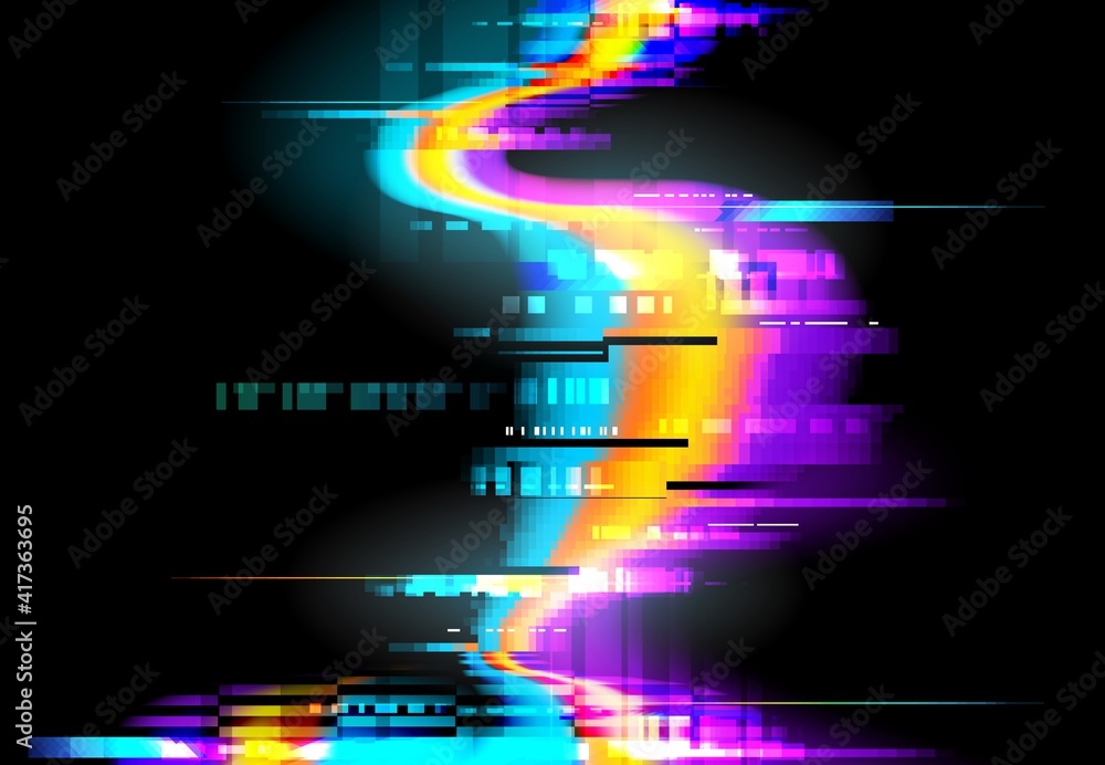 Glitch background, pixels digital noise on screen, vector. Glitch or ...