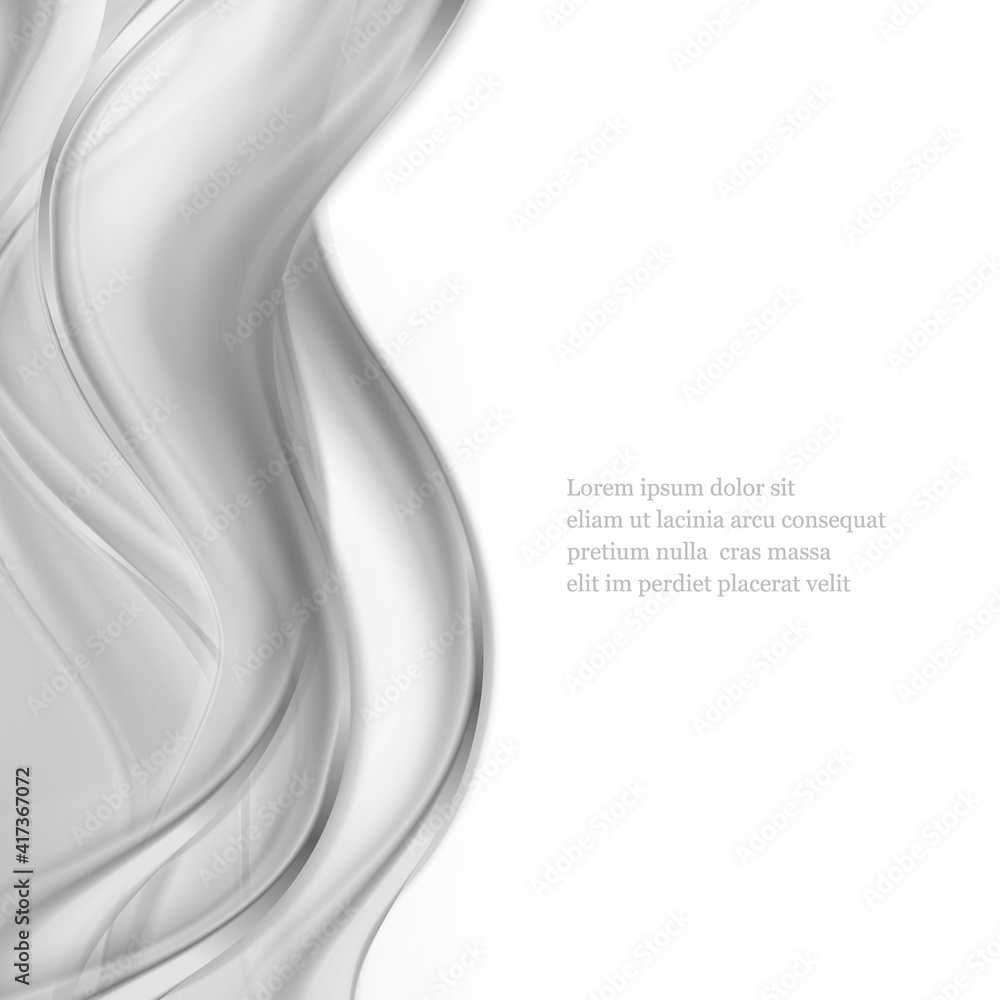 Abstract swoosh wave smoke border frame layout template. Gray wave flow ...