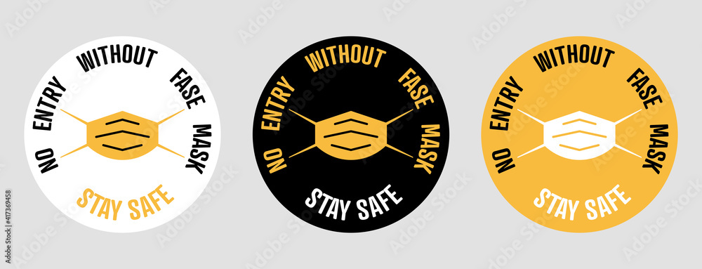 No entry without face mask. Flat vector logo. . Stock Vector | Adobe Stock