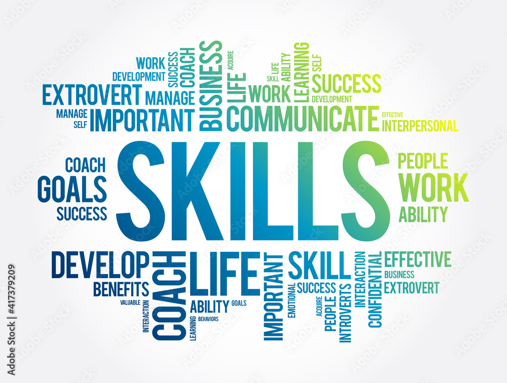 SKILLS word cloud collage, business concept background Stock ...