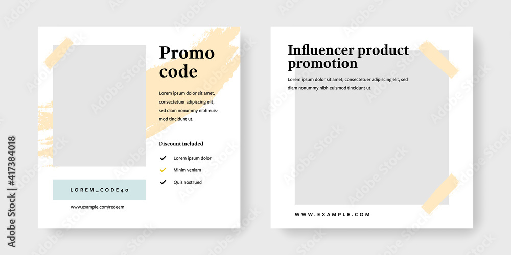 Sale promo code template for social media, grid photo placeholder ...