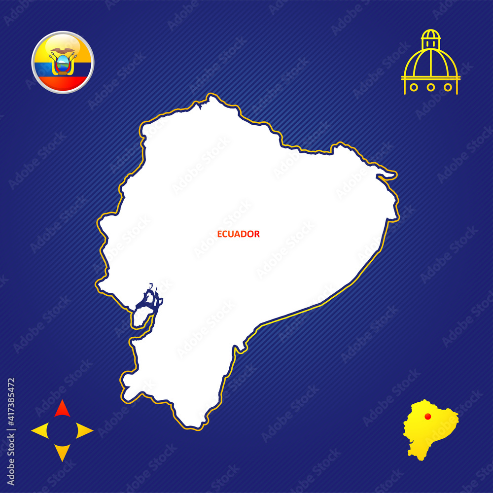 Simple outline map of Ecuador Stock Vector | Adobe Stock