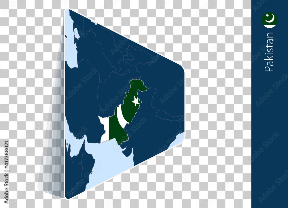 Pakistan map and flag on transparent background. Stock Vector | Adobe Stock