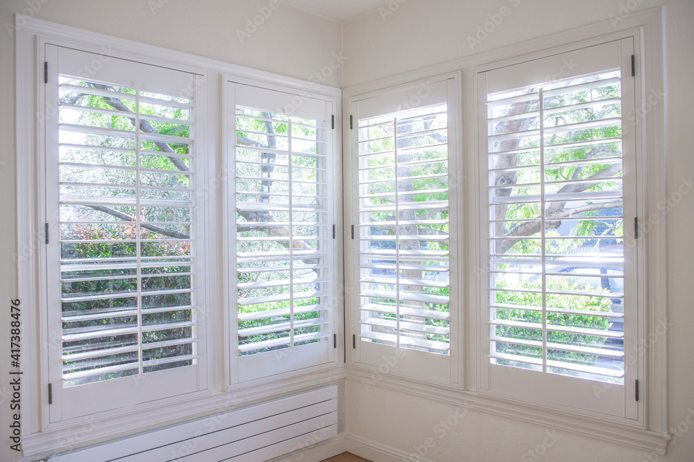 View out the window, through the shutters Stock Photo | Adobe Stock