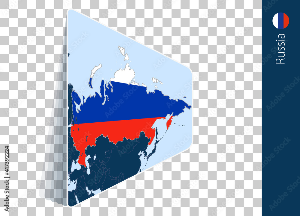 Russia map and flag on transparent background. Stock Vector | Adobe Stock