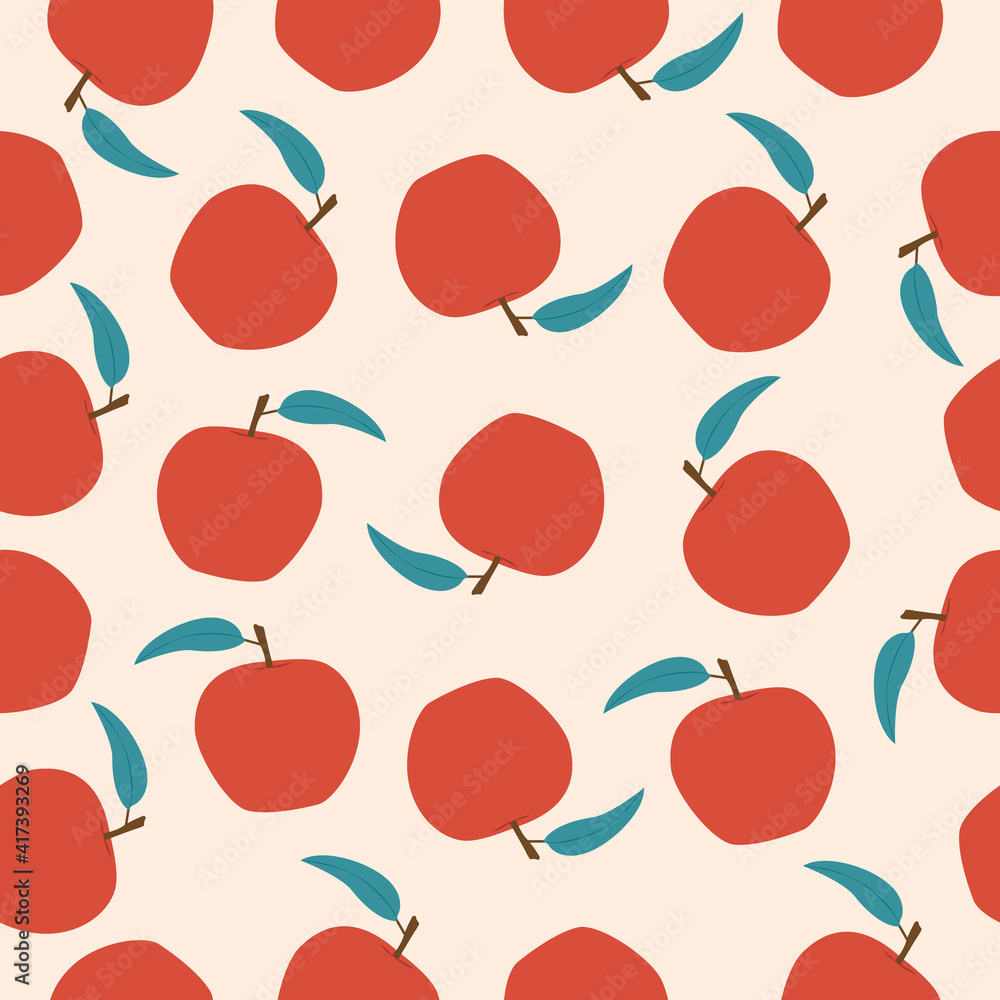 Vector seamless apple fruit pattern. Background design for print ...