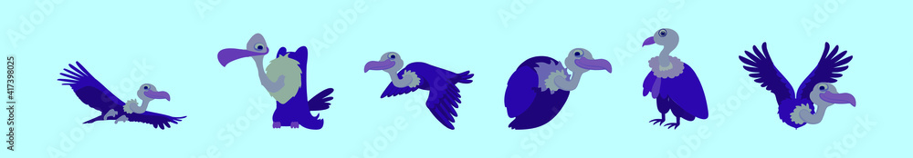 set of buzzard birds cartoon icon design template with various models ...