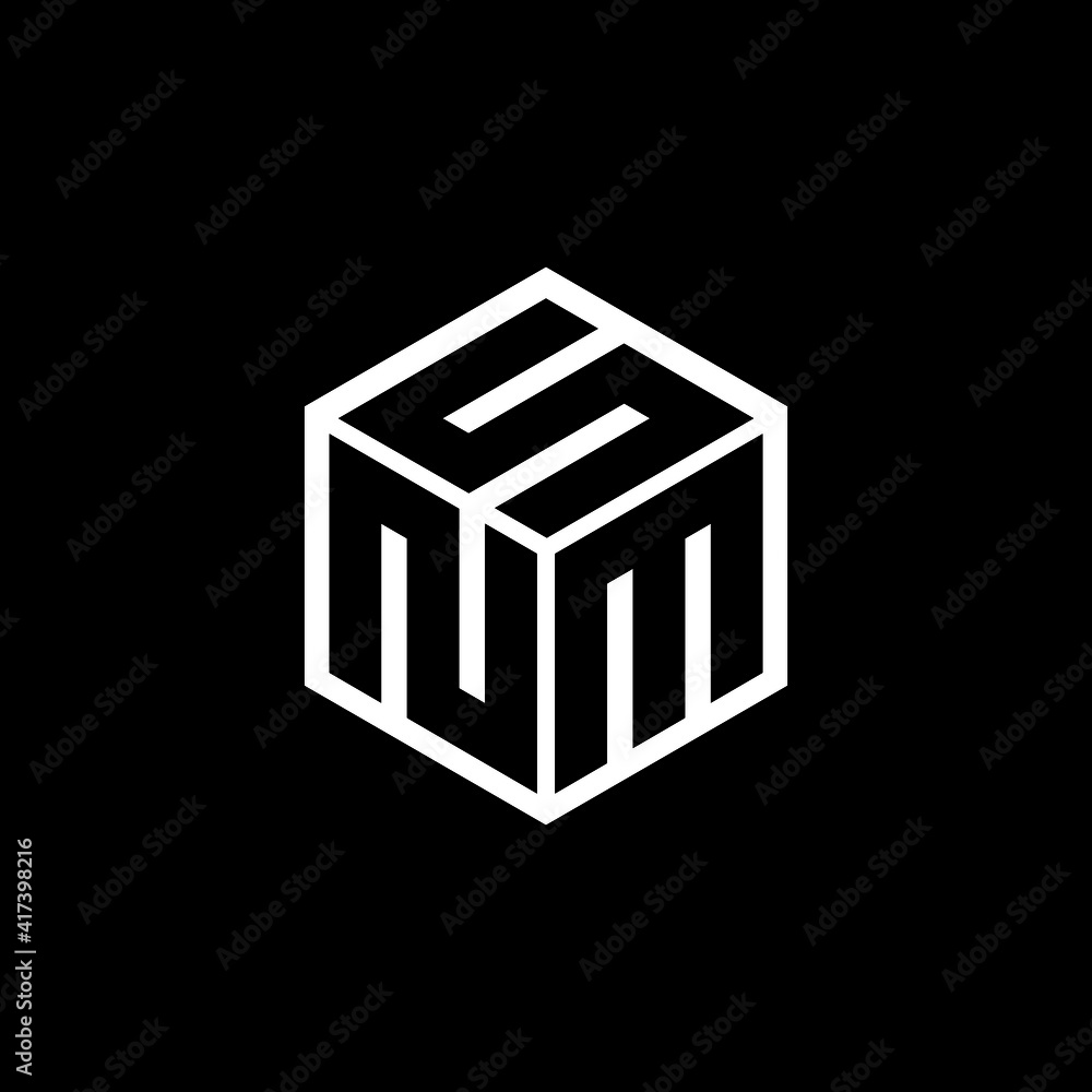 NMS letter logo design with black background in illustrator, cube logo ...