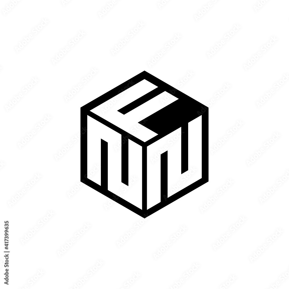 NNF letter logo design with white background in illustrator, cube logo ...