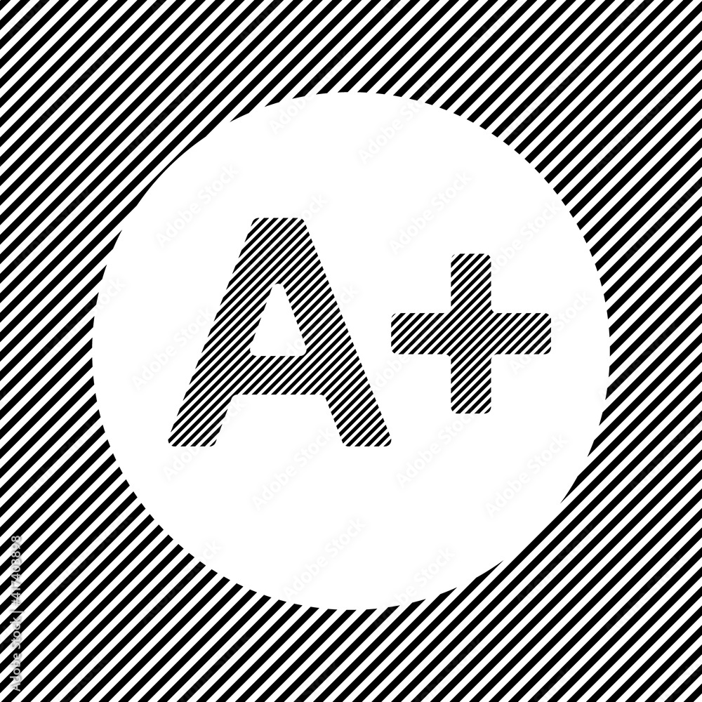 A large A plus symbol in the center as a hatch of black lines on a ...
