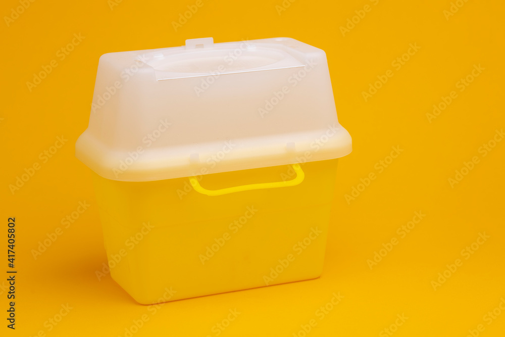 Yellow syringe pen container with white cap on seamless yellow ...