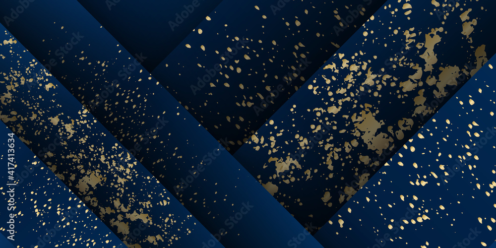 Modern simple dark navy blue and gold glitter abstract stripes ...