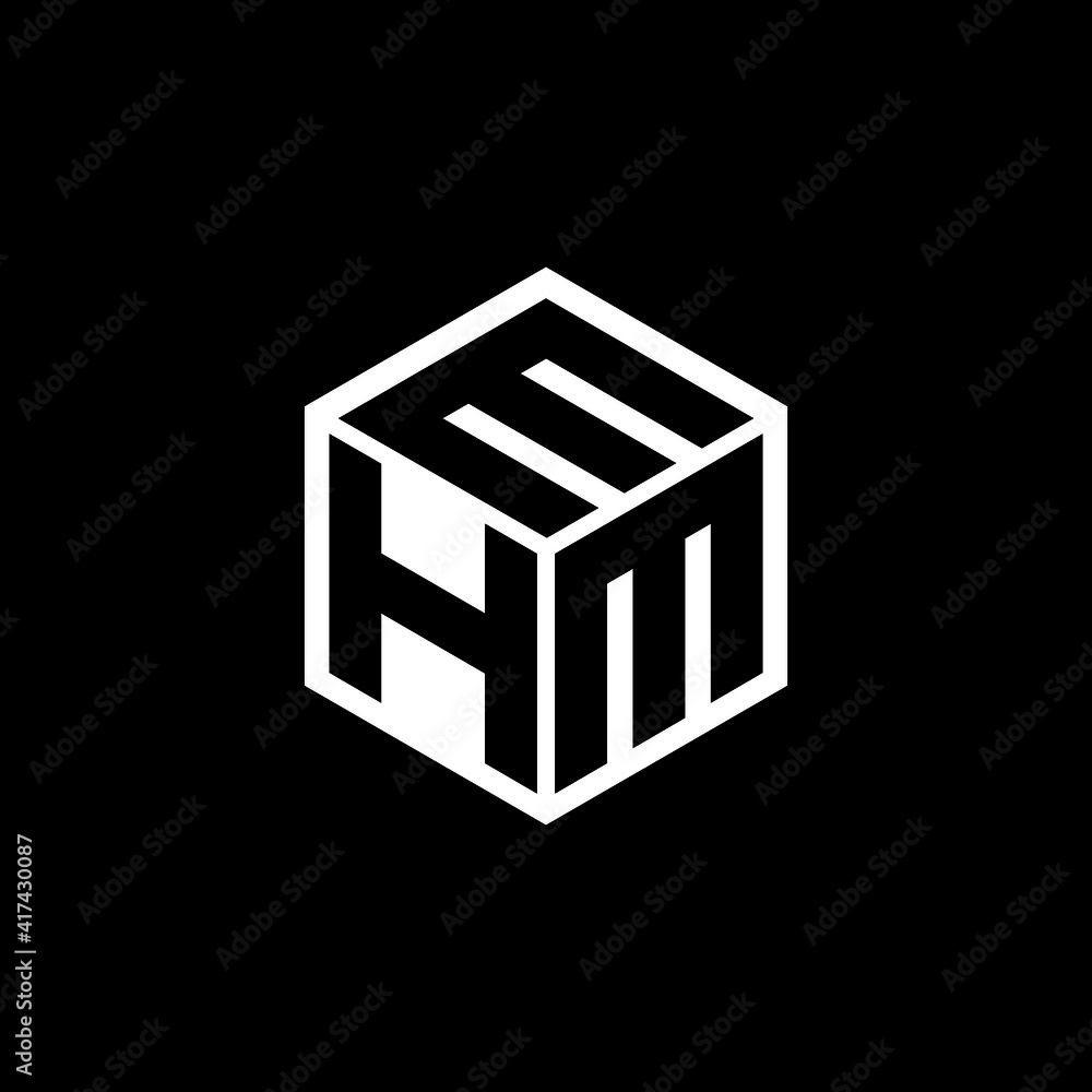 HMM letter logo design with black background in illustrator, cube logo ...