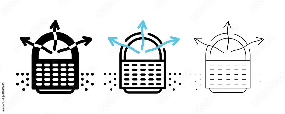 Air purifier machine icons. Editable line shapes. Home device for air ...